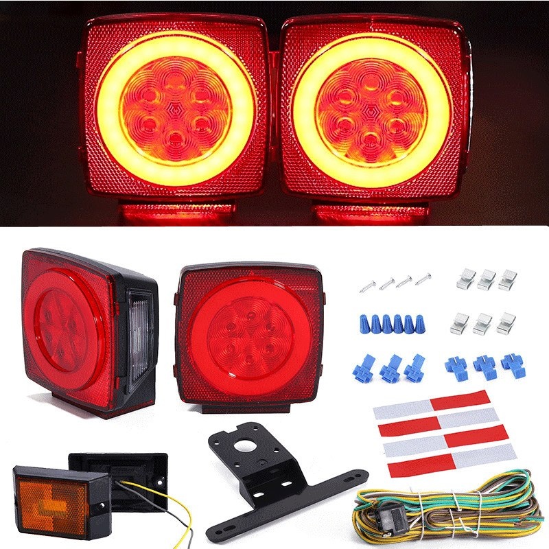 Square LED Truck Trailer Tail Light Kit